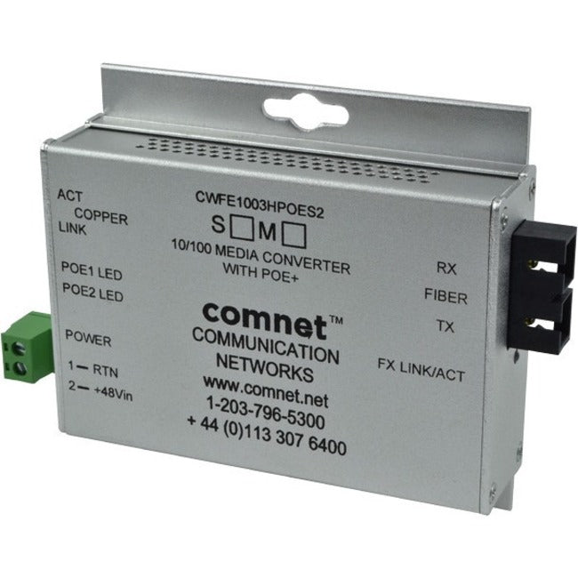 ComNet Commercial Grade 100Mbps Media Converter with 48V POE, Mini ...