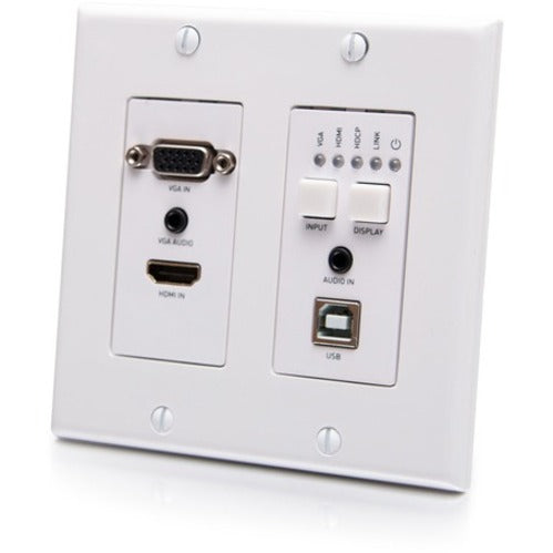 C2G HDMI HDBaseT + VGA, 3.5mm, and USB-B to A over Cat Extender Wall P ...