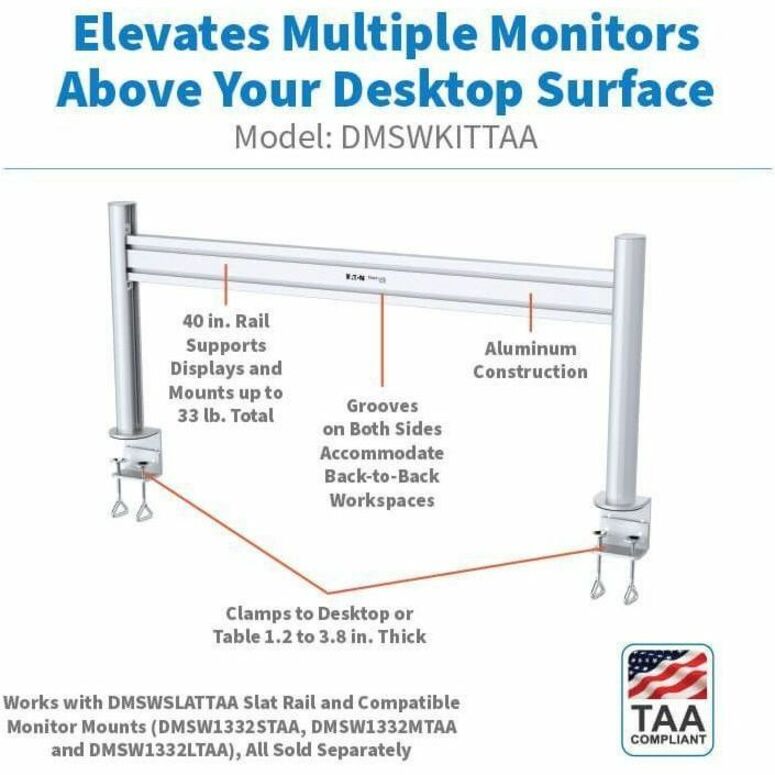 Eaton Tripp Lite Series Slat Rail with Posts for Slat Wall System, 40 ...