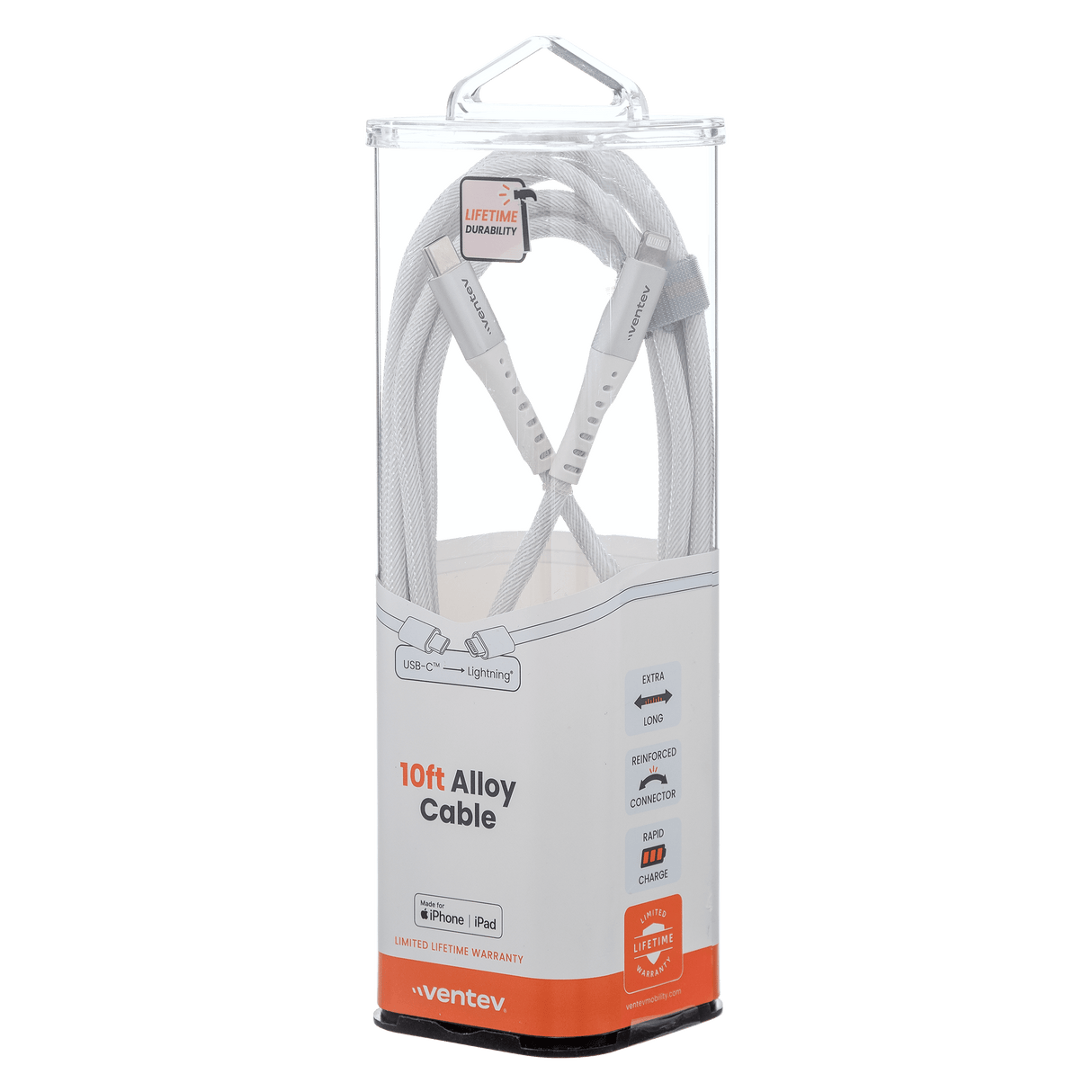 Ventev Chargesync Alloy USB-C to Apple Lightning Cable - 10ft, White ...