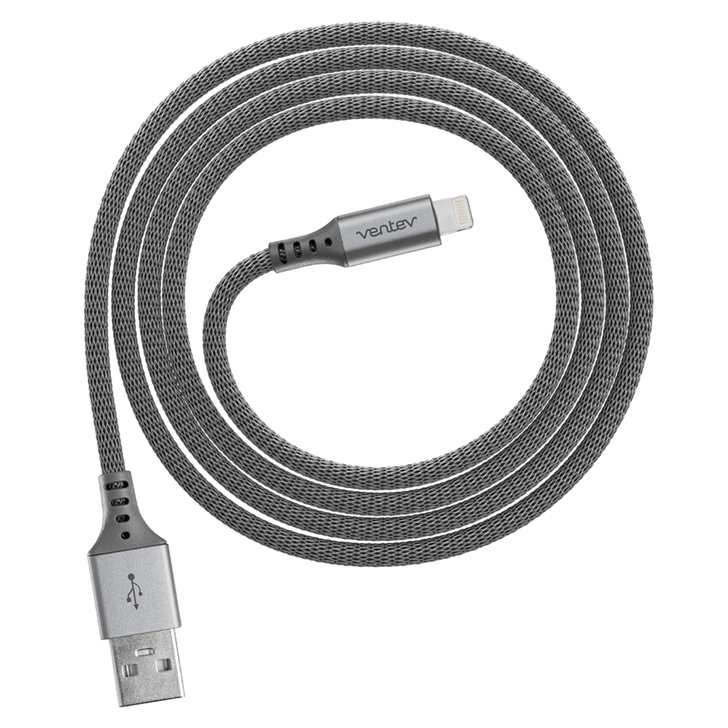 Ventev Chargesync Alloy USB-A to Apple Lightning Cable, 4ft - Steel Gr ...