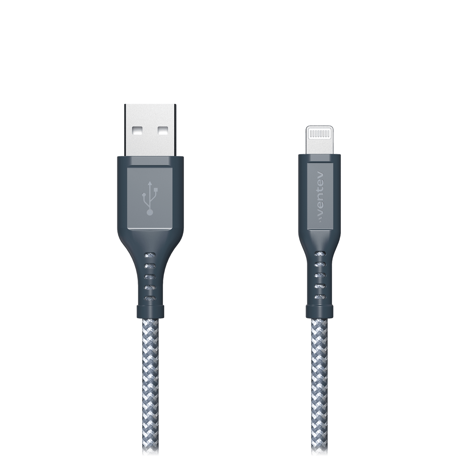 Ventev High Speed USB A to Apple Lightning Braided Cable, 6 ft - Gray ...