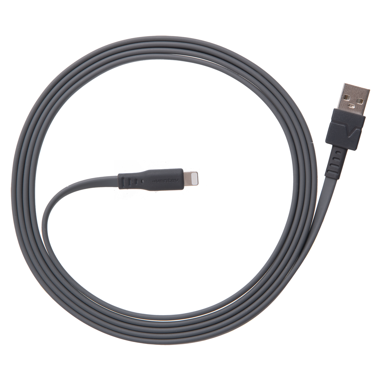 Ventev Flat USB-A to Apple Lightning High-Speed Tangle-Free Cable, 3.3 ...