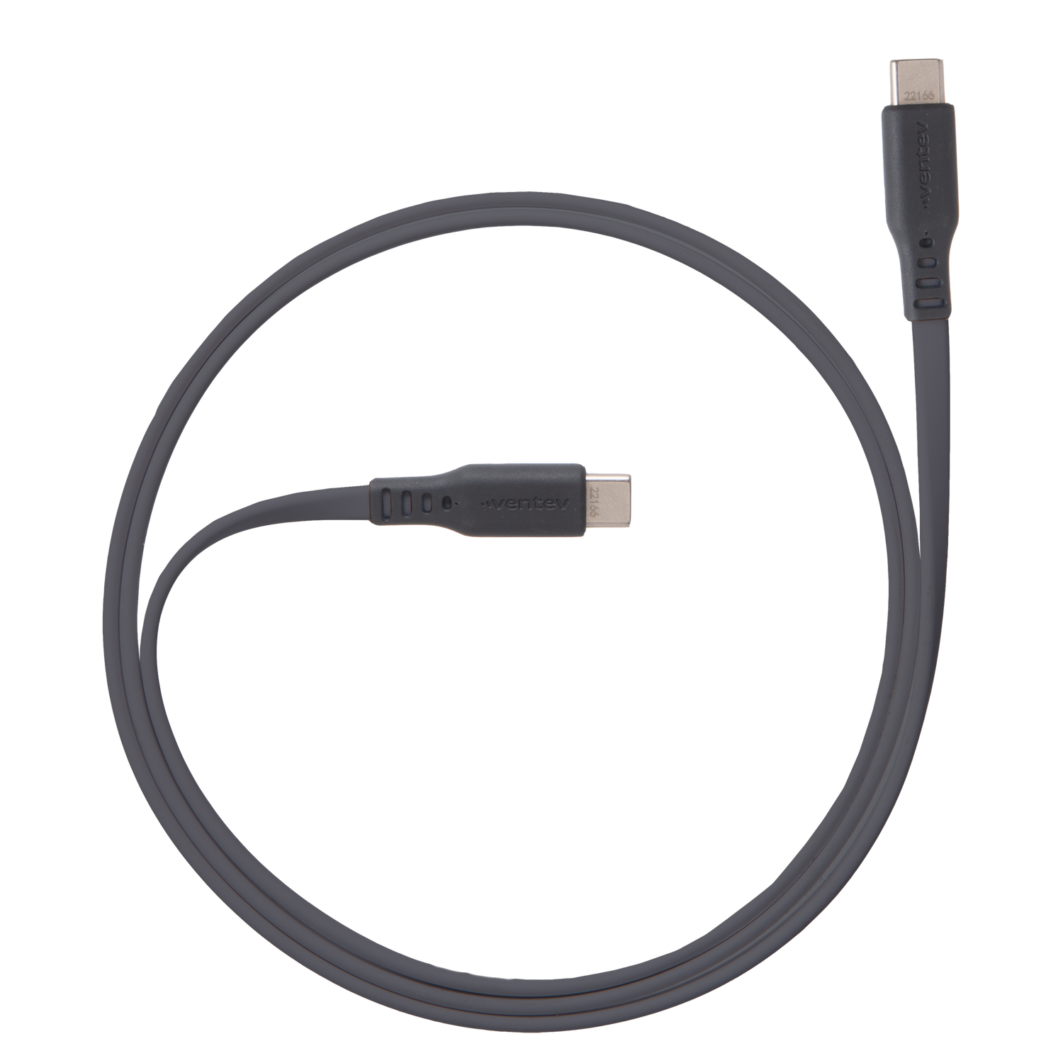 Ventev Flat USB-C to USB-C High-Speed Tangle-Free Cable - 3.3 ft, Gray ...