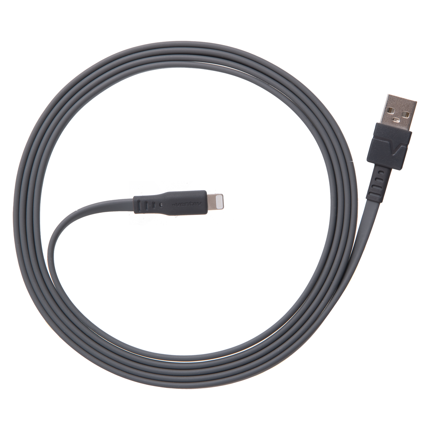 Ventev Chargesync Flat USB-A to Apple Lightning Cable 6ft - Gray – Wamatek