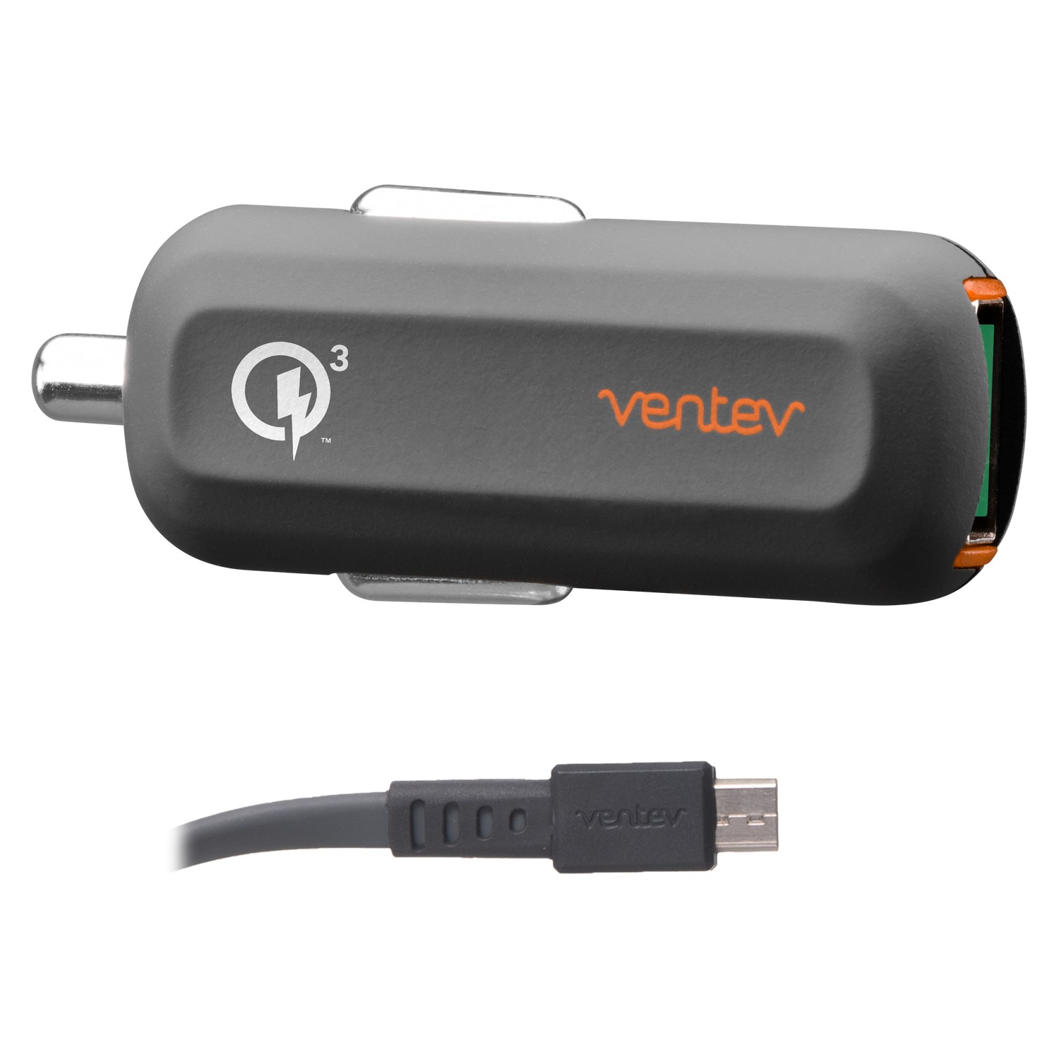 Ventev QC3.0 24W Dashport RQ1300 Mini Car Charger with USB-A to Micro ...